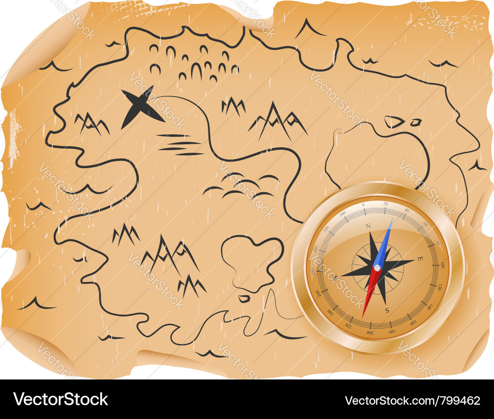 Ancient treasure map Royalty Free Vector Image
