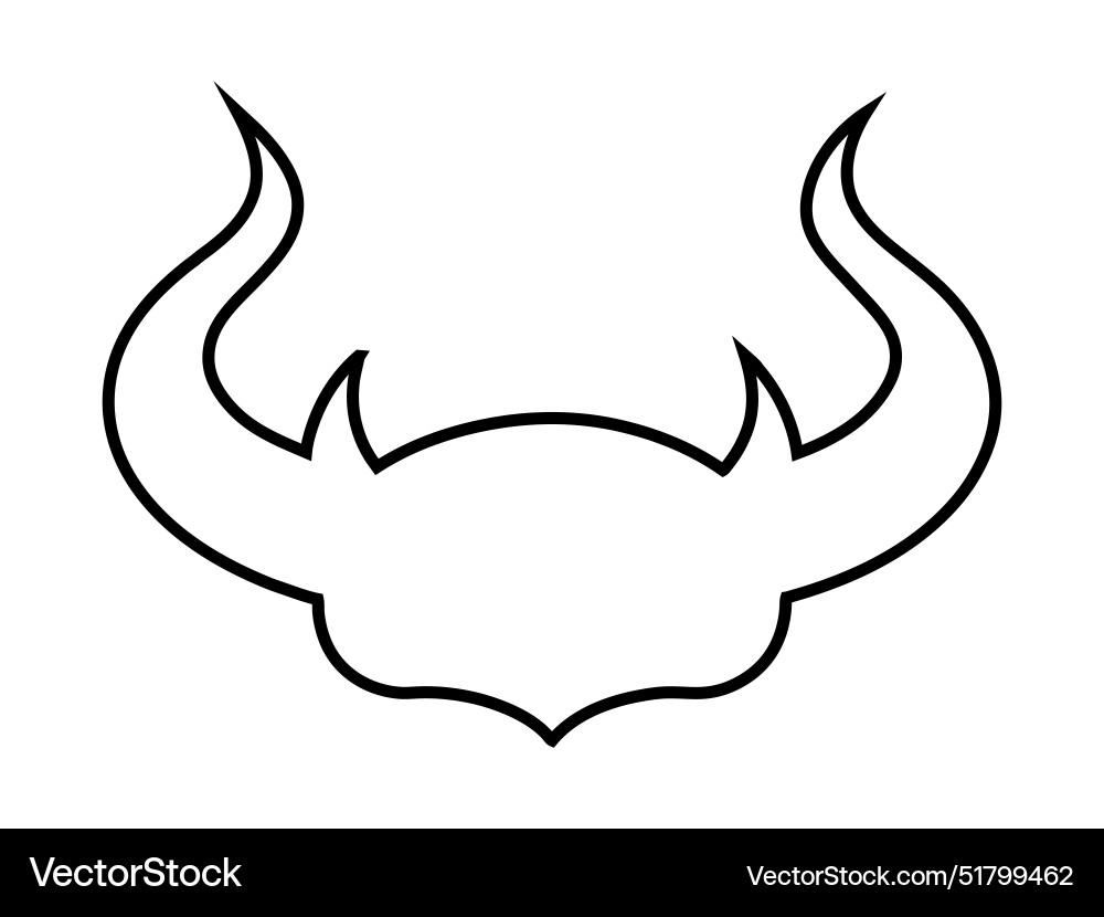 Black outline of devil horns with a curved shape Vector Image