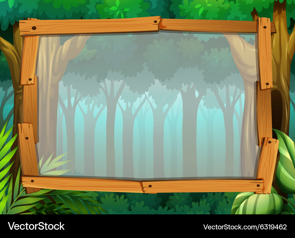 Border design with dark forest Royalty Free Vector Image