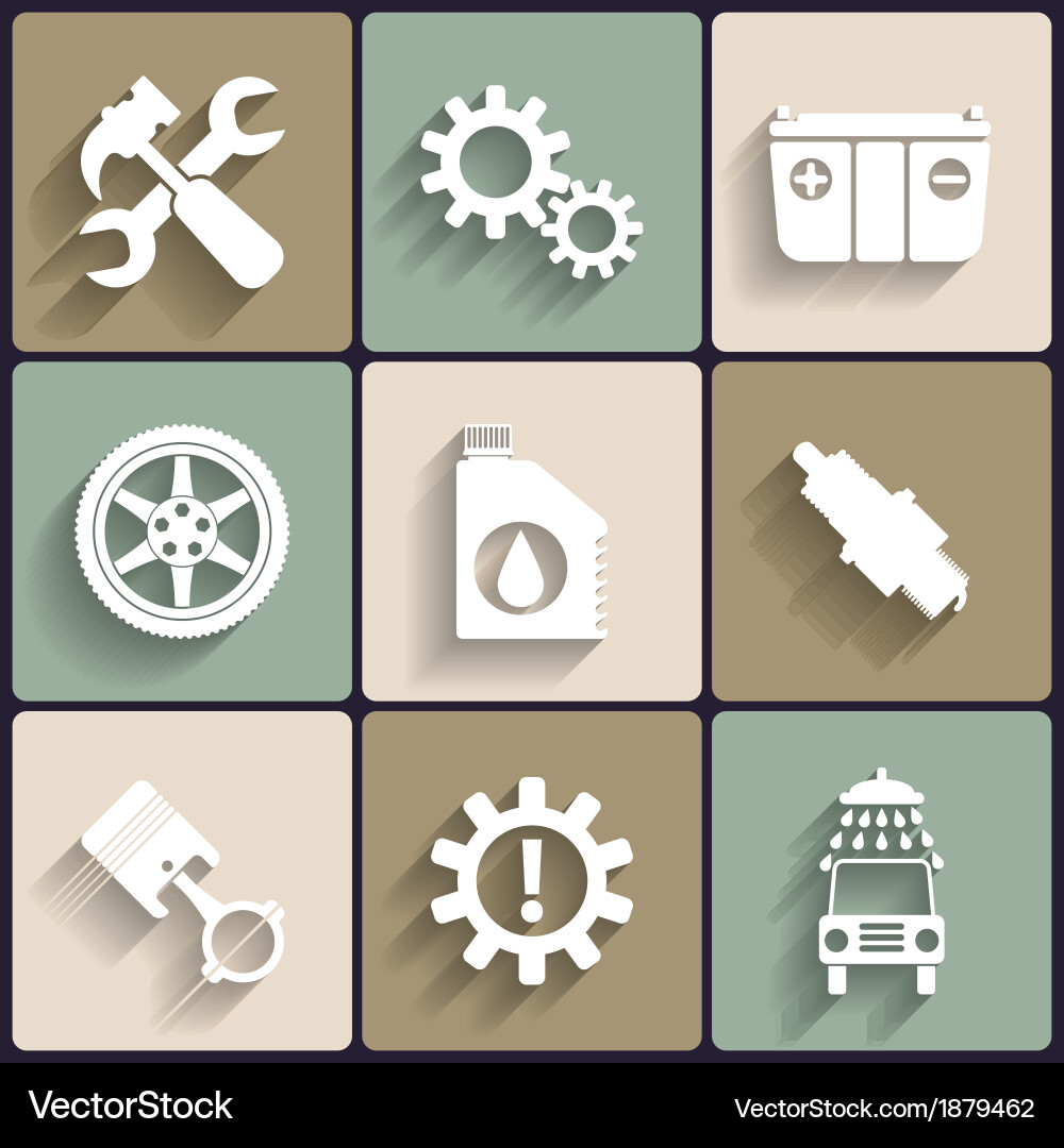 Car Maintenance & Repair Icon Set Royalty Free Vector