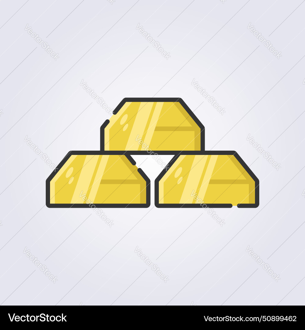 Colored outline gold bars icon logo design Vector Image