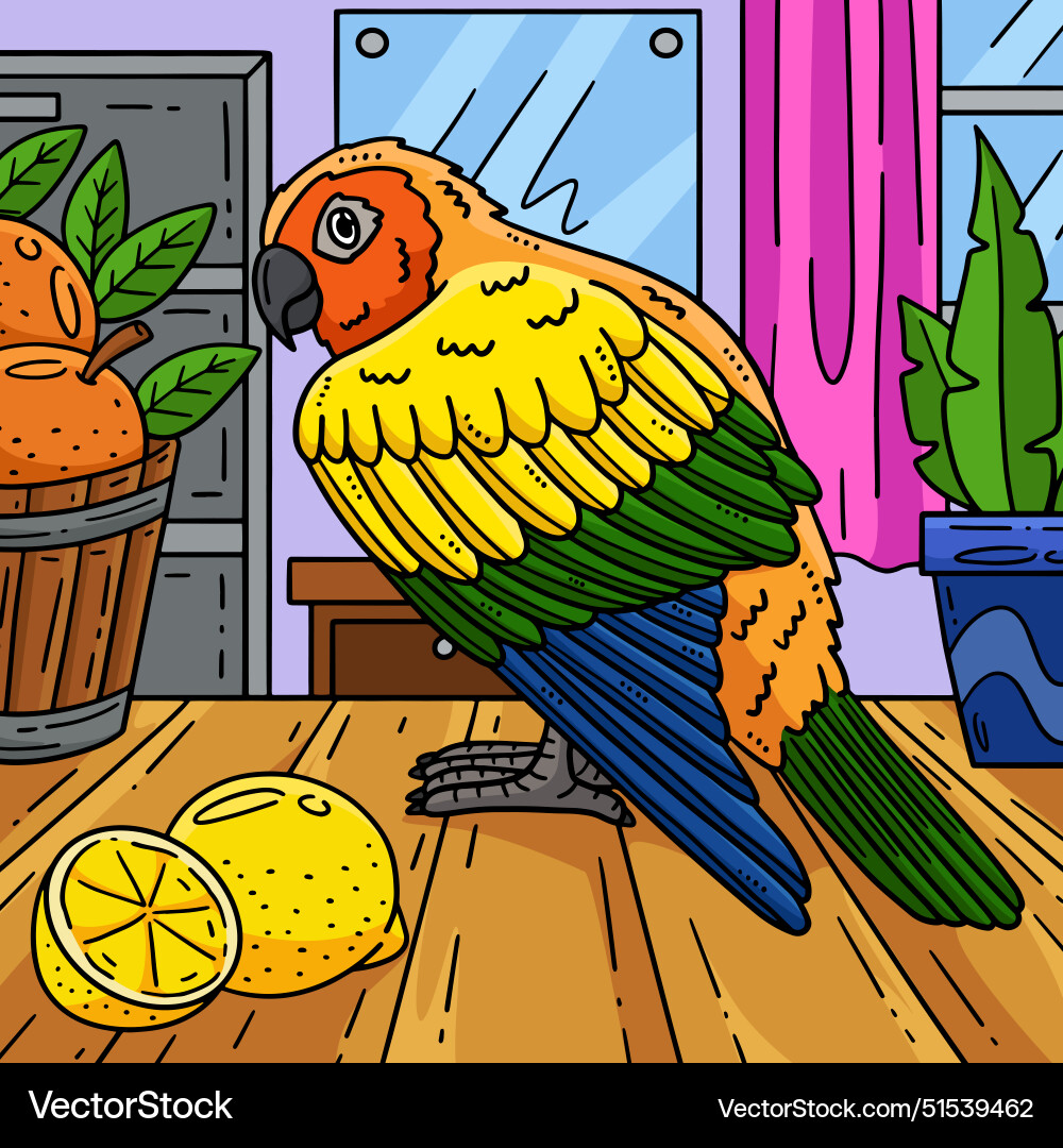 Conure bird colored cartoon Royalty Free Vector Image