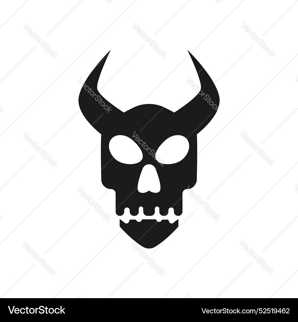 Devil skull black and white isolated icon Vector Image