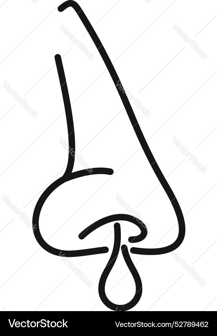 Human nose dripping mucus showing sickness Vector Image