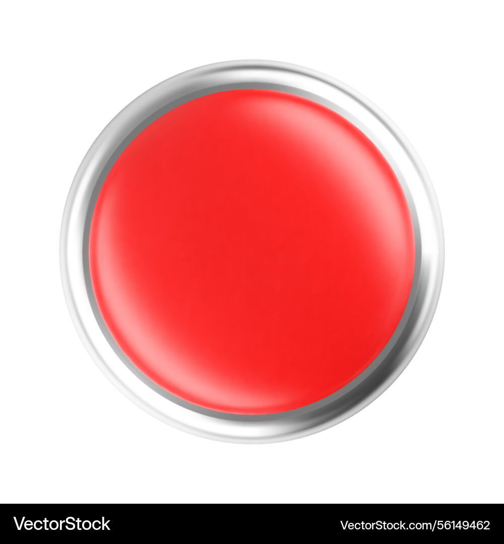 Large emergency red button 3d with a metallic Vector Image