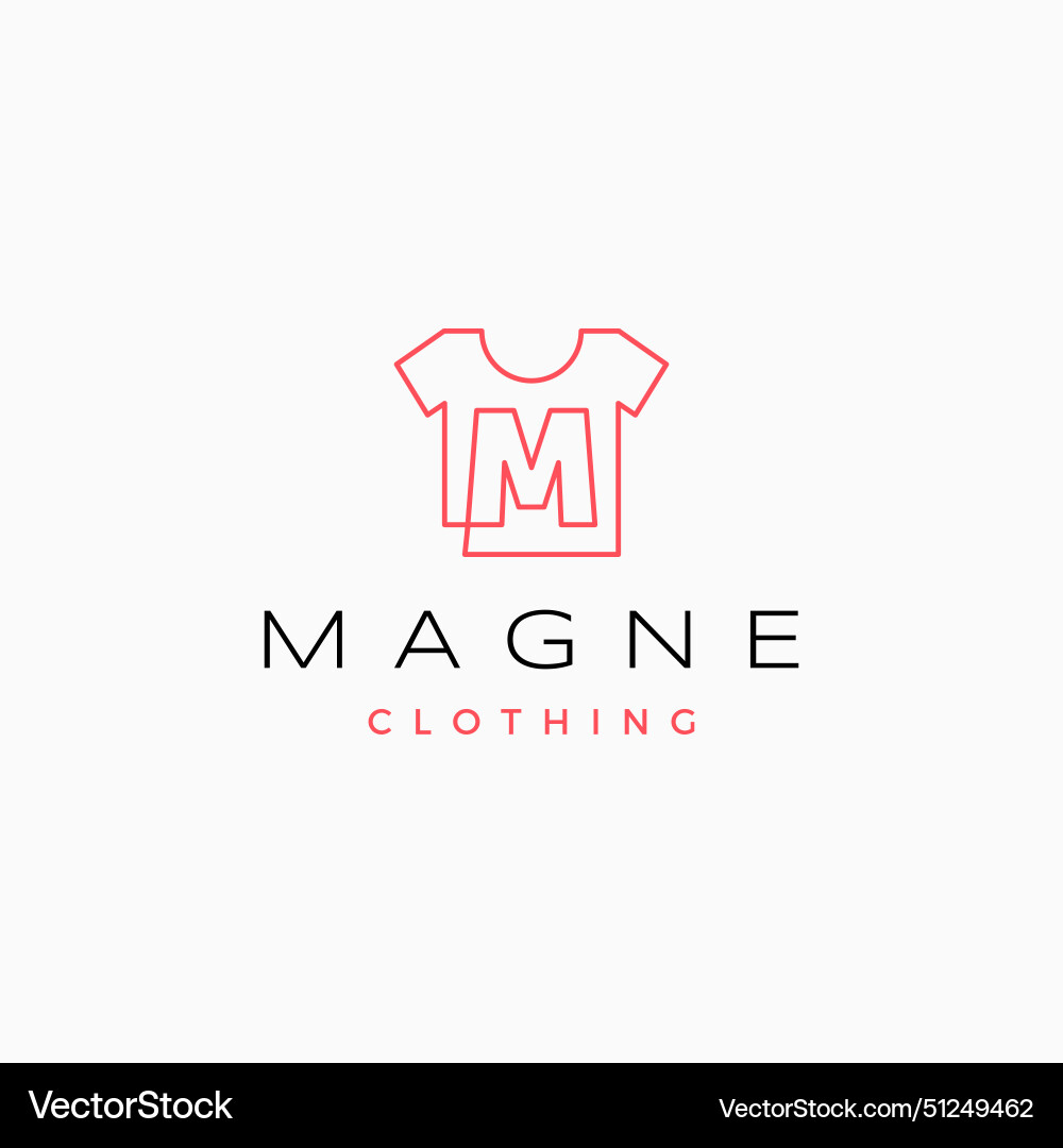 M letter tee tshirt apparel clothing monogram Vector Image