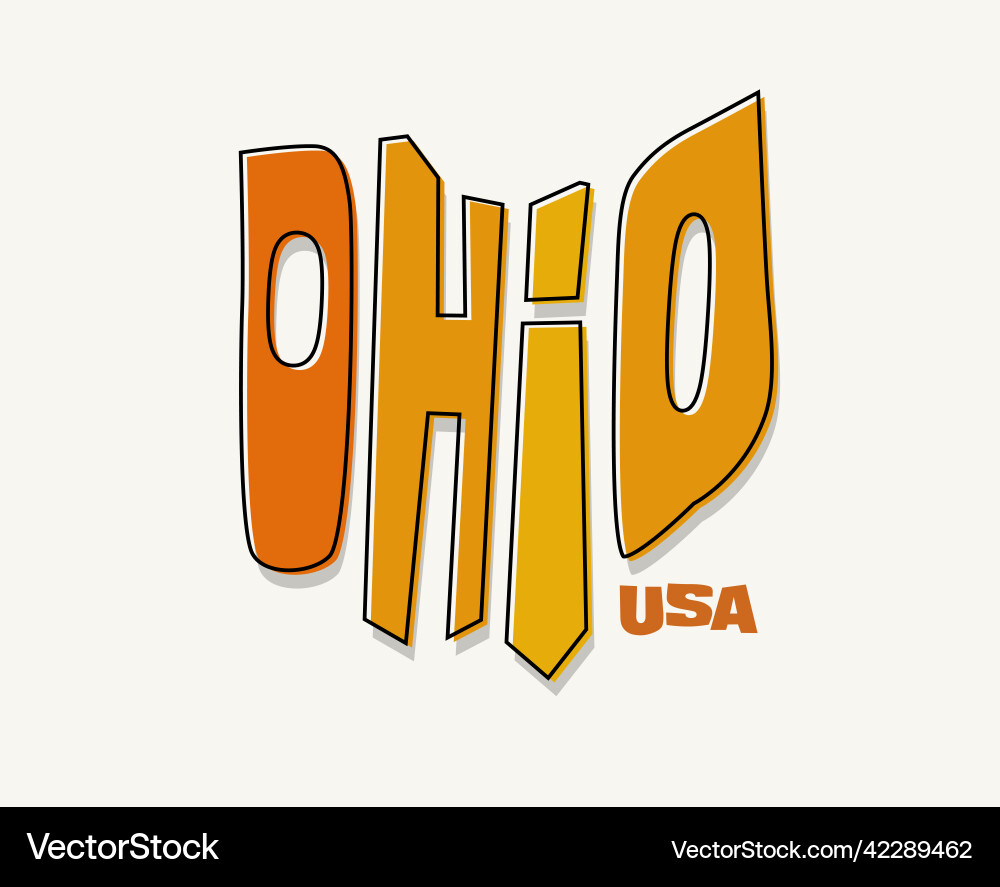 Ohio letters distorted into state shape Royalty Free Vector