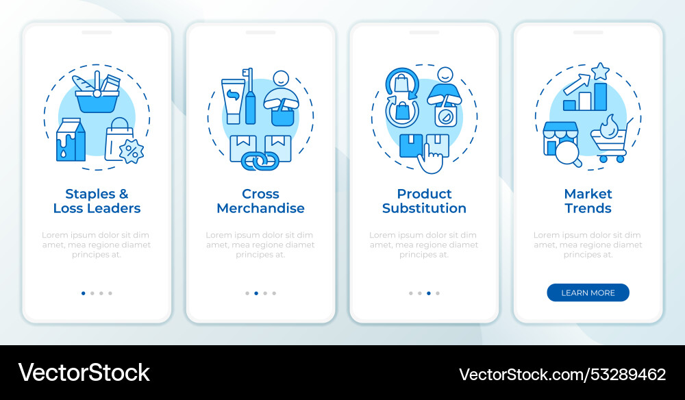 Product assortment optimization blue onboarding Vector Image