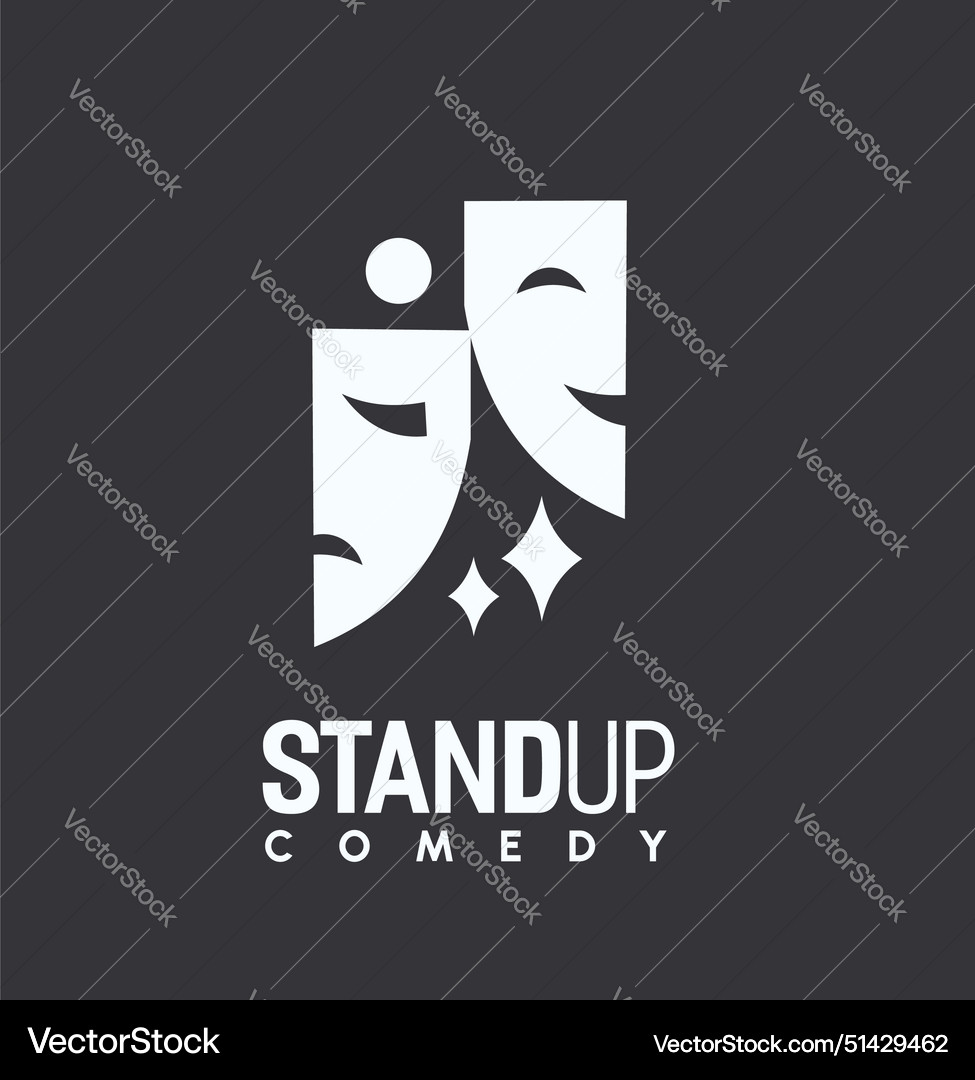 Stand up comedy logo design with funny character Vector Image