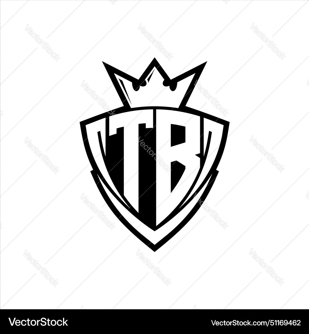 Tb letter logo with sharp triangle shield shape Vector Image