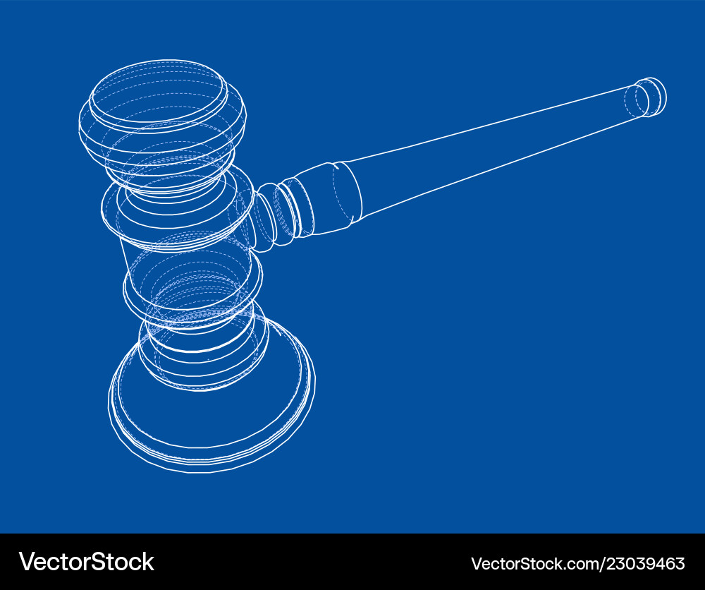 3d outline gavel rendering of Royalty Free Vector Image