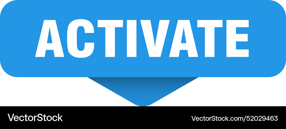 Activate sticker sign on transparent Royalty Free Vector