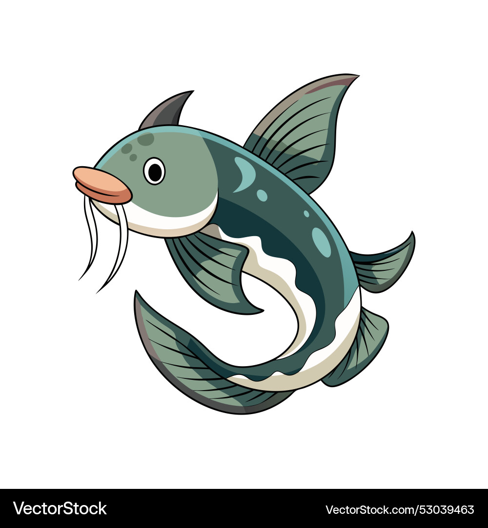 Catfish silhouette style perfect for white Vector Image