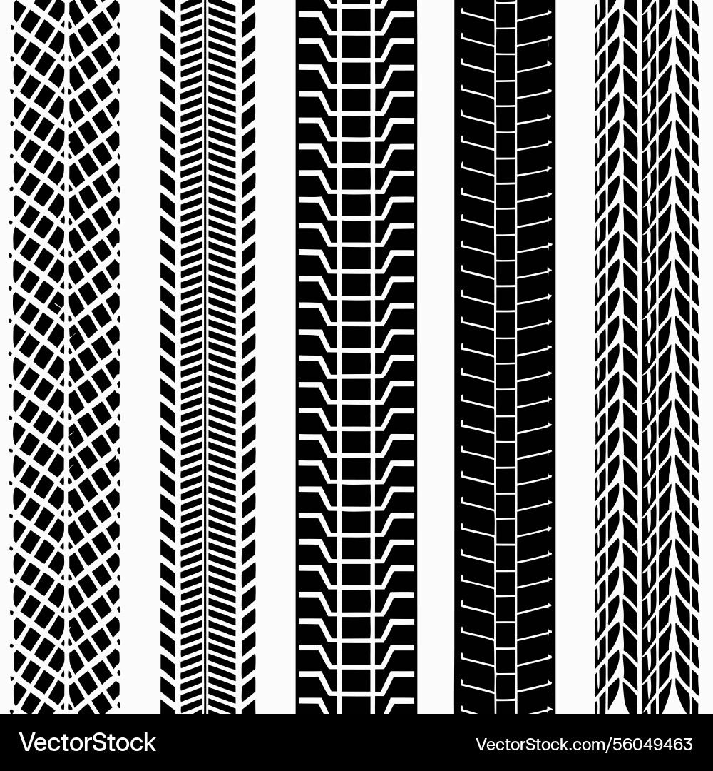 Collection of various tire tread patterns for Vector Image