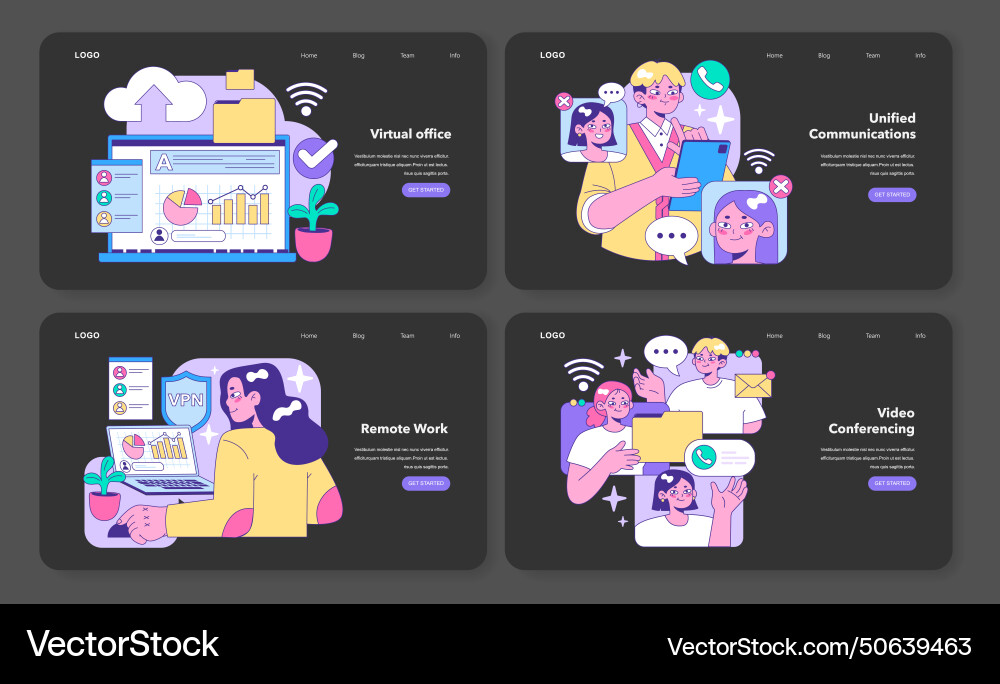 Digital workspace set flat Royalty Free Vector Image