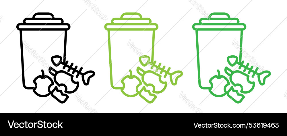 Food waste icon set trash symbol Royalty Free Vector Image