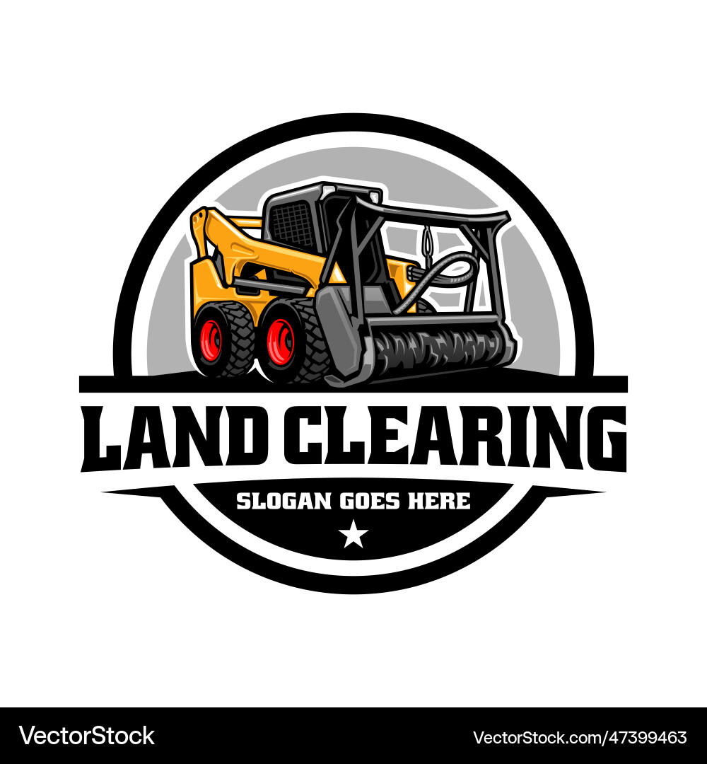 Forestry mulching machine land clearing logo Vector Image