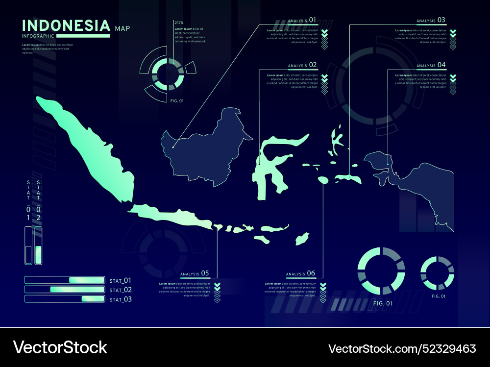 Indonesia map infographics Royalty Free Vector Image