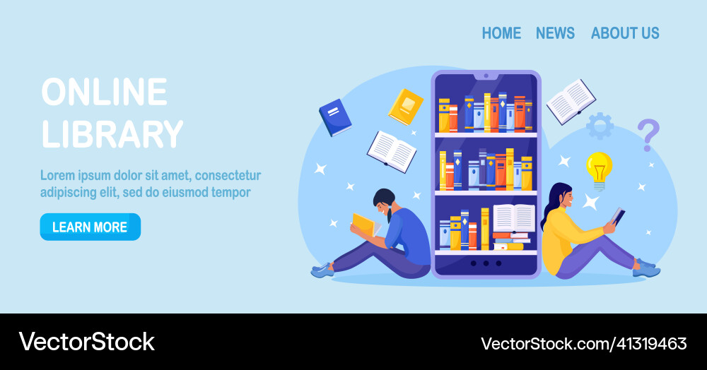 Online library bookstores ebook internet Vector Image