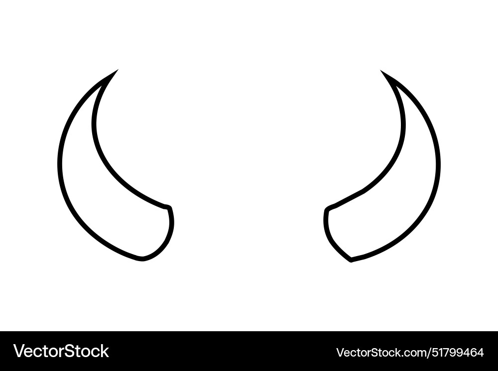 Black outline of devil horns with a curved shape Vector Image
