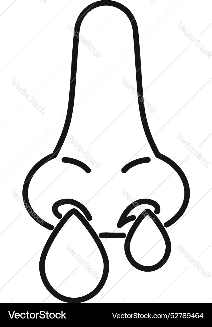 Cartoon nose with runny is suffering from Vector Image