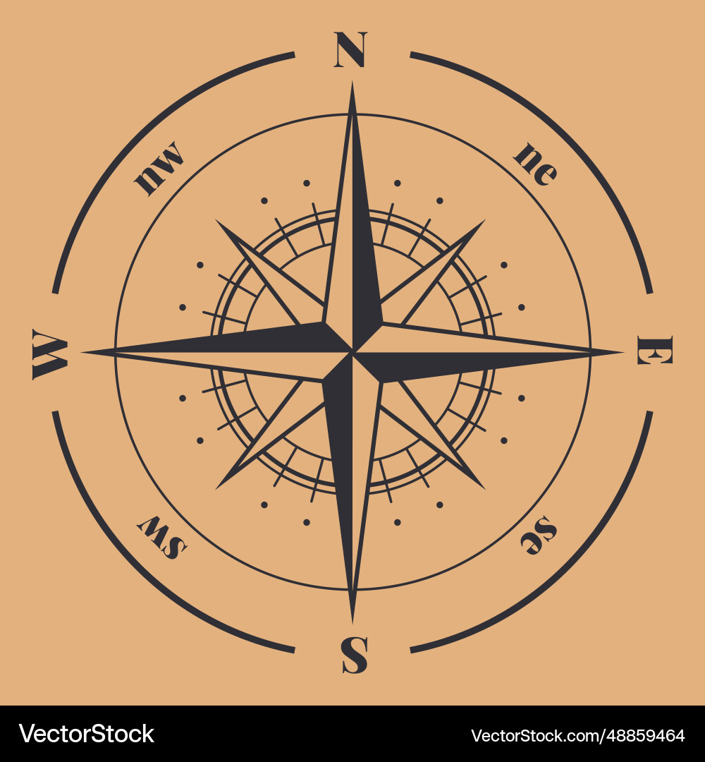Compass wind rose with north orientation sea Vector Image