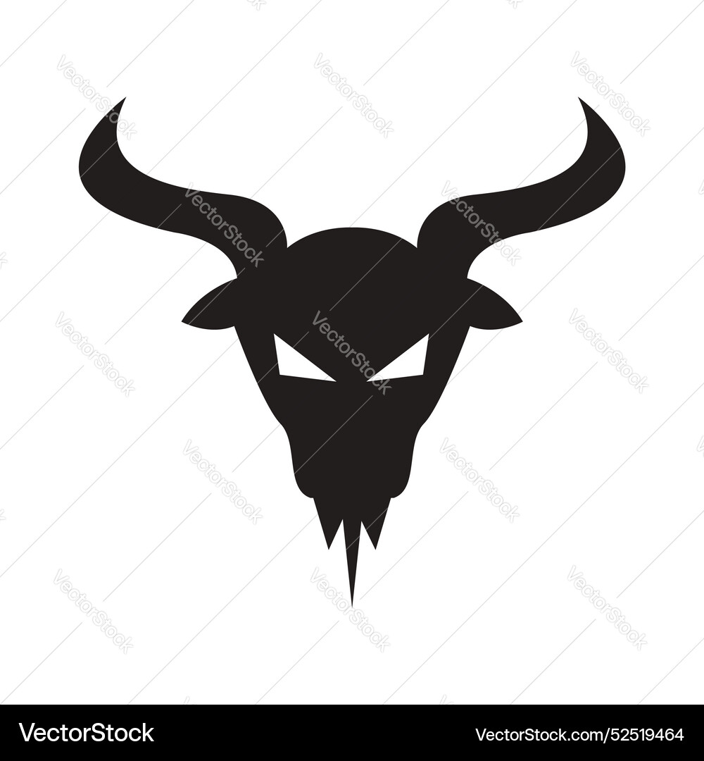 Devil skull black and white isolated icon Vector Image