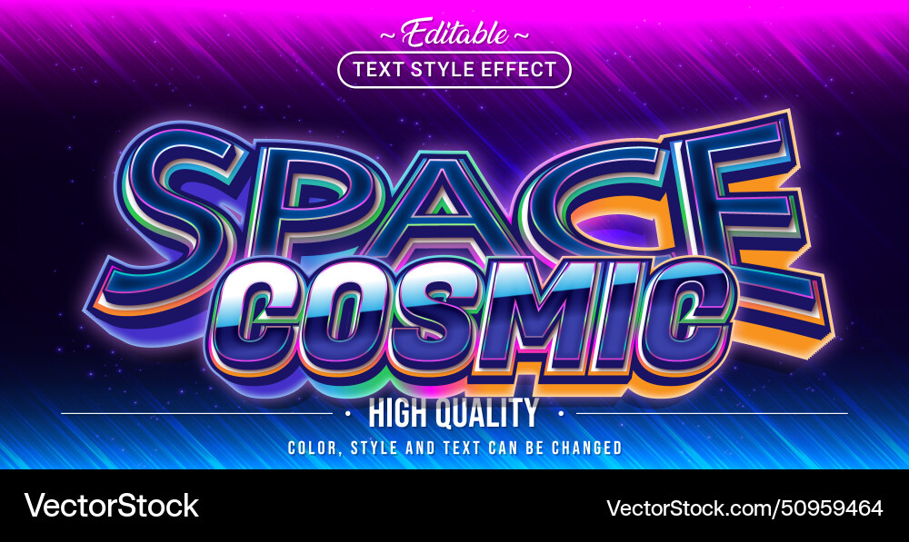 Editable text style effect - space cosmic Vector Image