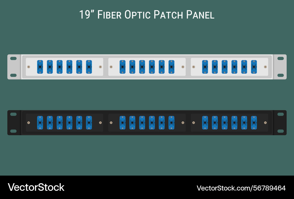 Fiber optic patch panel set Royalty Free Vector Image