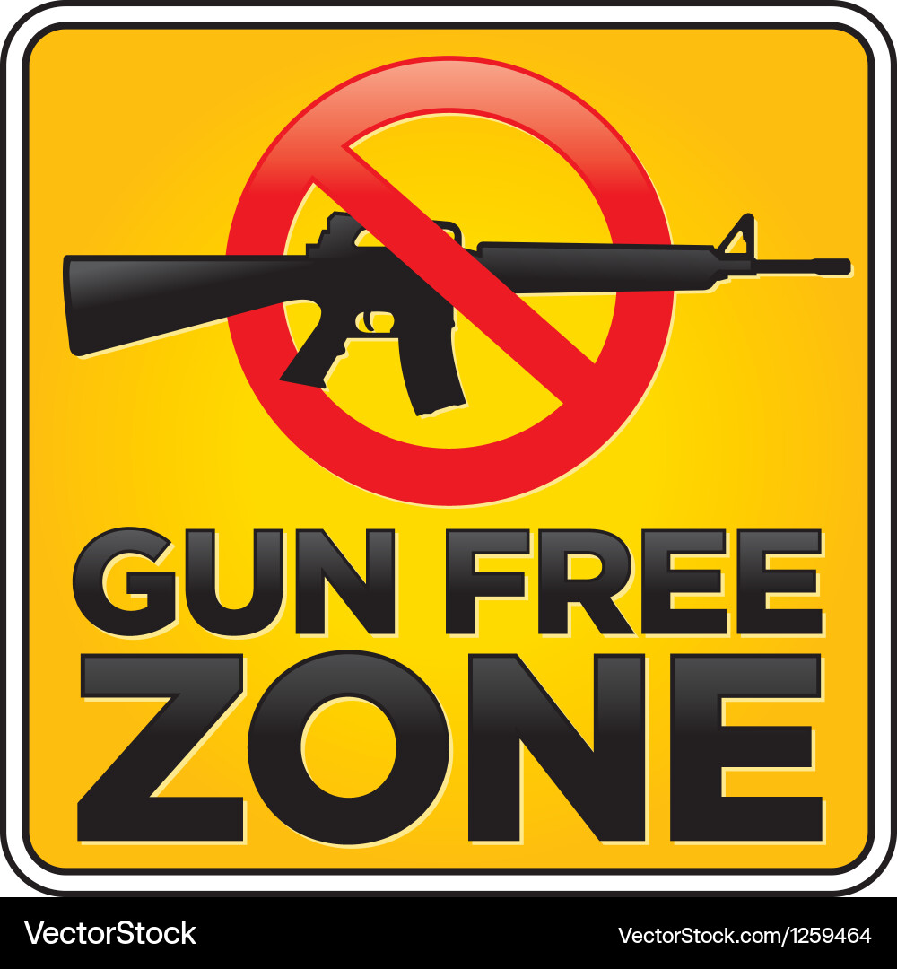 Gun free zone sign assault rifle Royalty Free Vector Image
