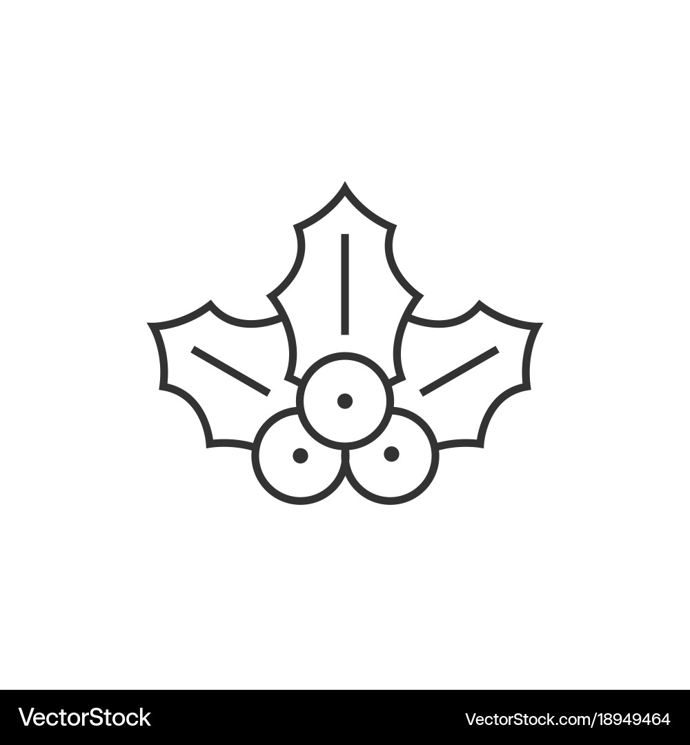 Holly berry line icon Royalty Free Vector Image