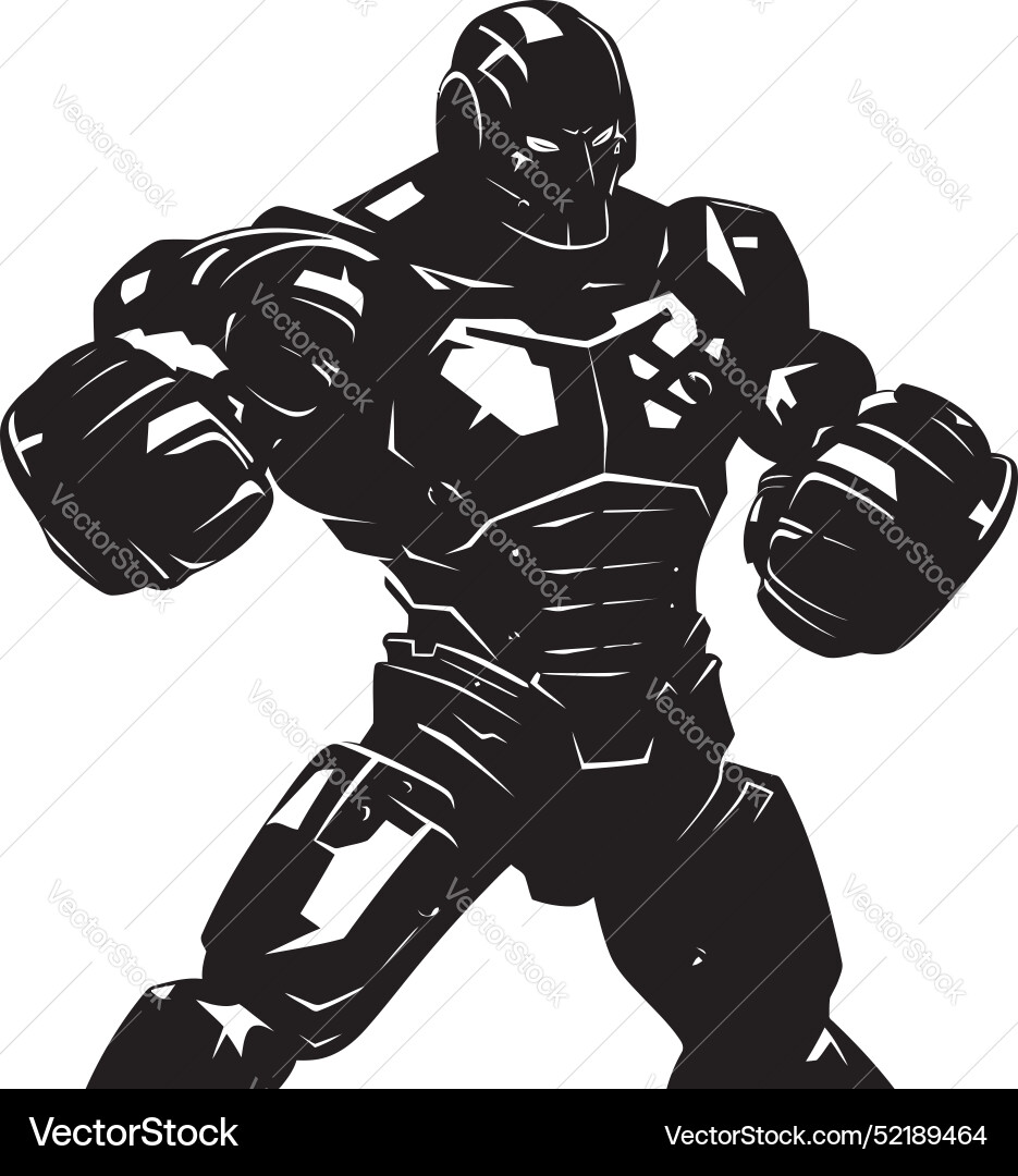 Robotic combatant robot boxer black icon circuit Vector Image
