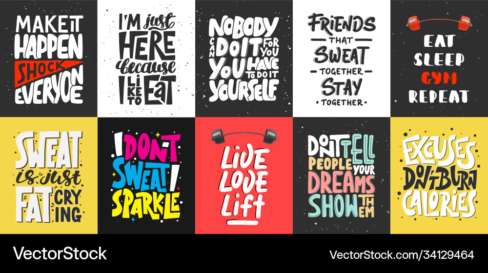 Set 10 motivational and inspirational Royalty Free Vector