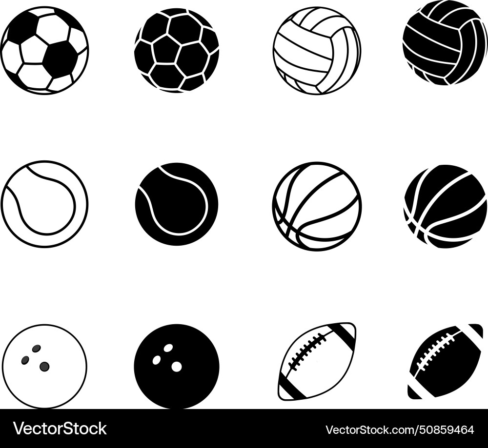Sports balls icons Royalty Free Vector Image - VectorStock