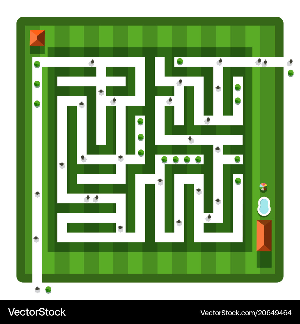 Top view maze aerial hedge labyrinth Royalty Free Vector