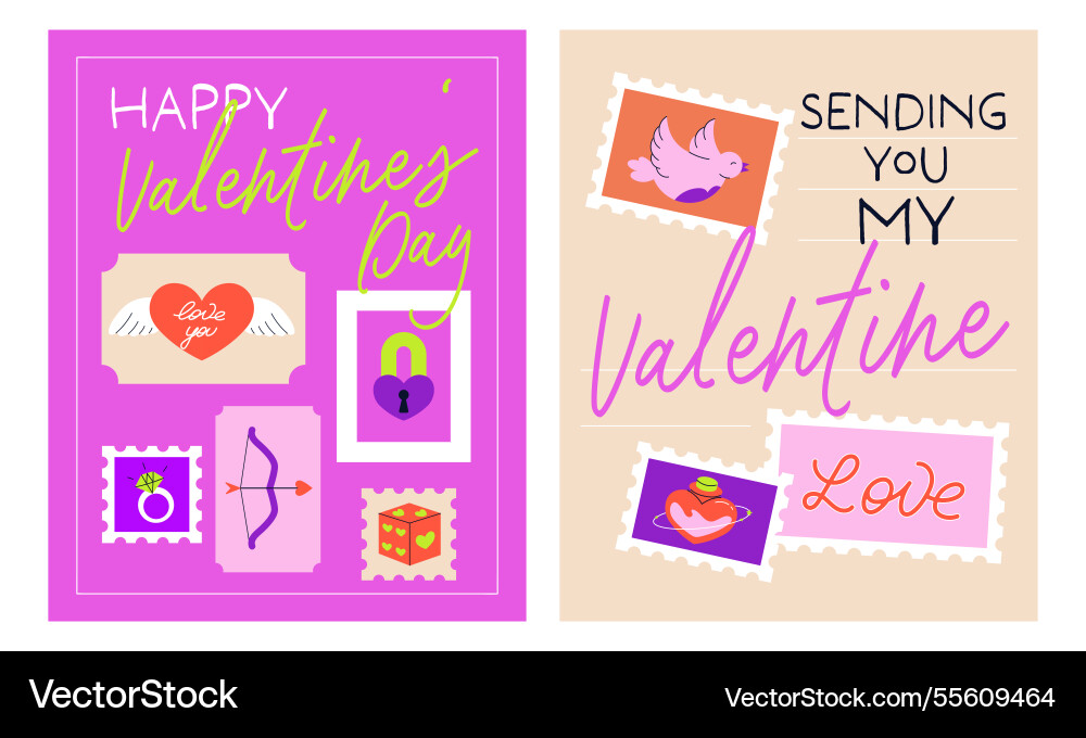 Valentines day love posters set Royalty Free Vector Image