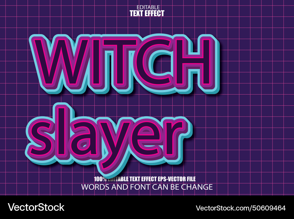 Witch slayer editable text effect 3d cartoon style