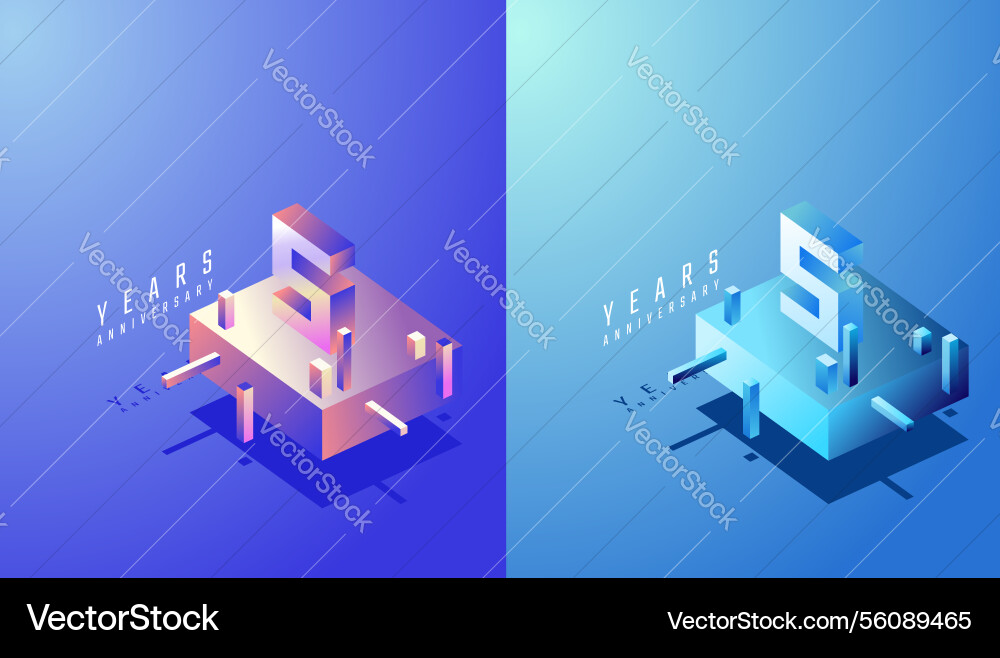 3d isometric anniversary design 5th 5th years Vector Image