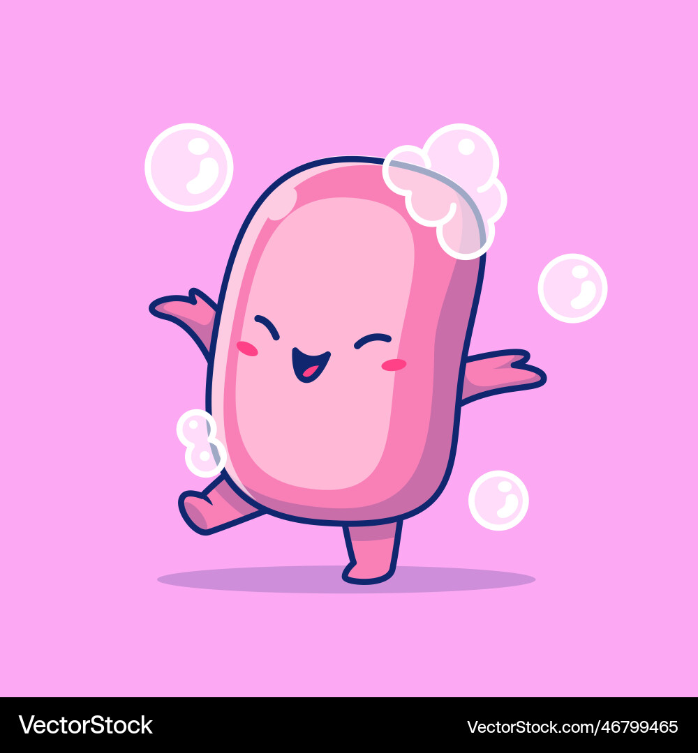 Cute soap with bubble cartoon Royalty Free Vector Image