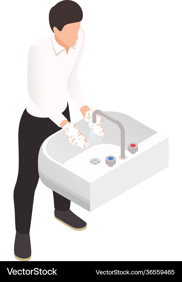 Hand wash isometric composition Royalty Free Vector Image