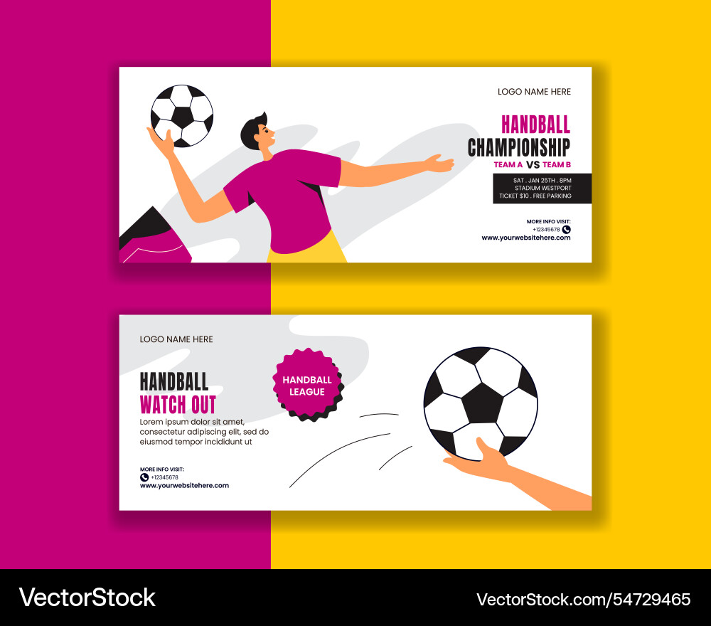 Handball sports design for horizontal banner Vector Image