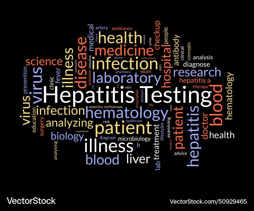 Hepatitis testing word cloud template health Vector Image