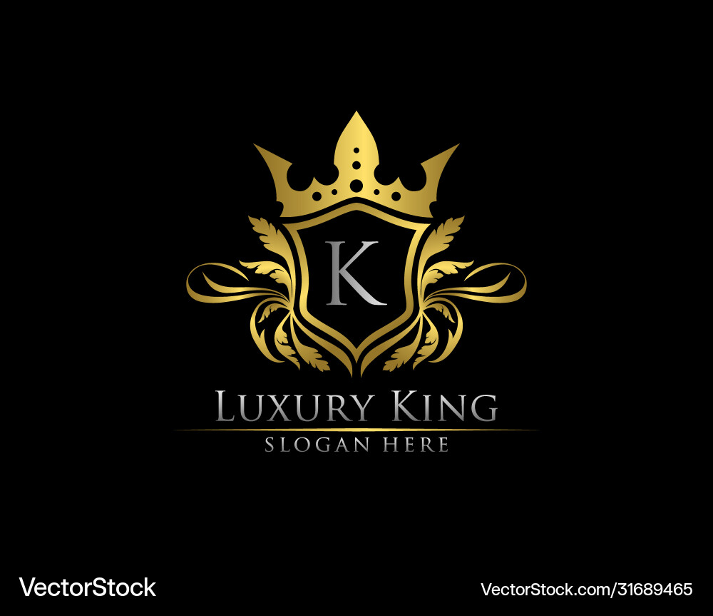 Luxury royal king k letter heraldic gold logo Vector Image