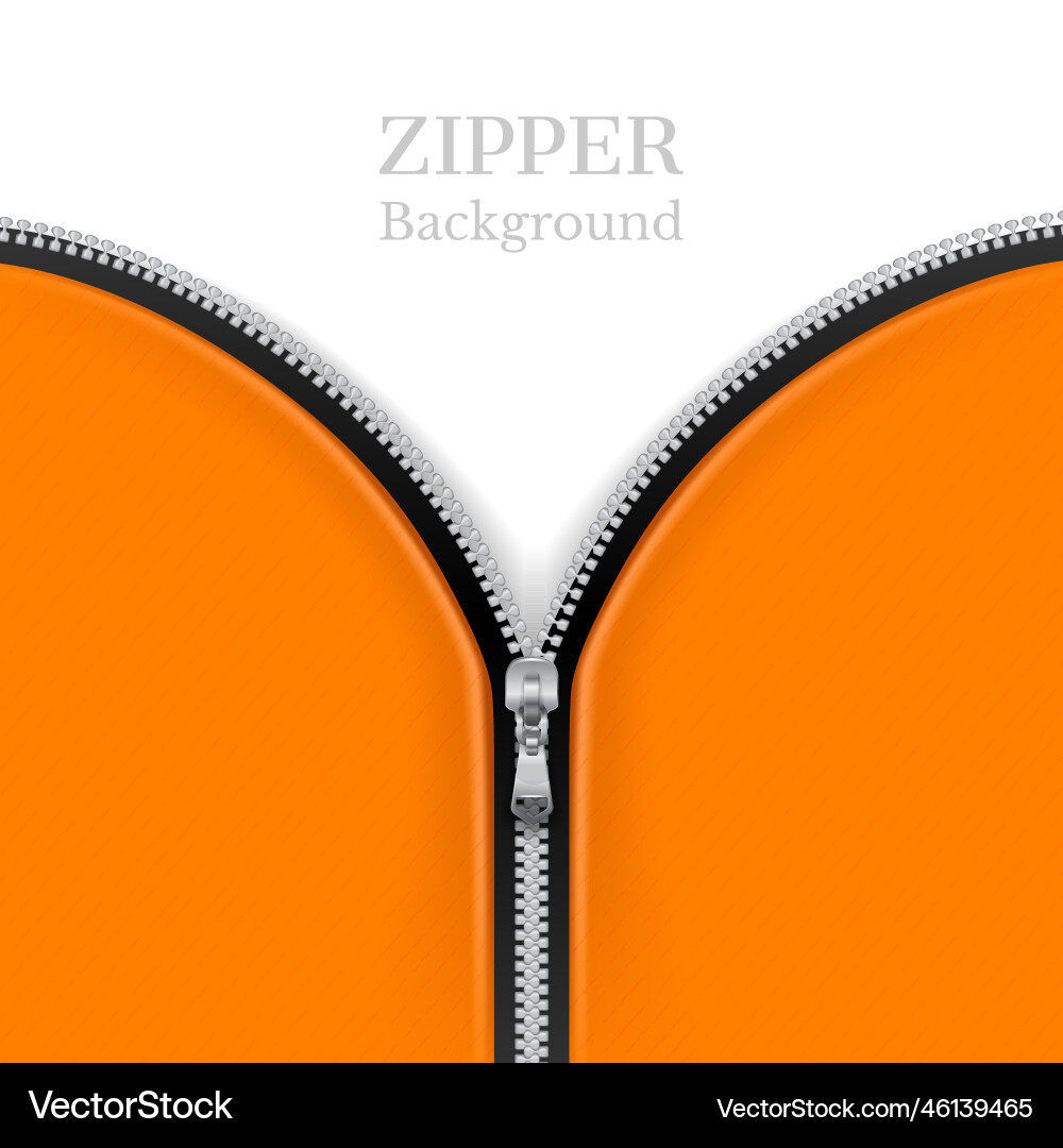 Orange zipper clasp background Royalty Free Vector Image
