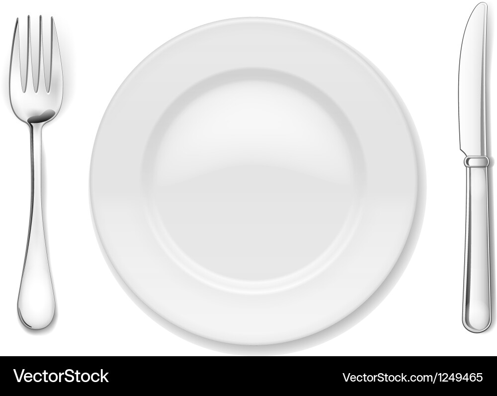 Plate with cutlery Royalty Free Vector Image - VectorStock