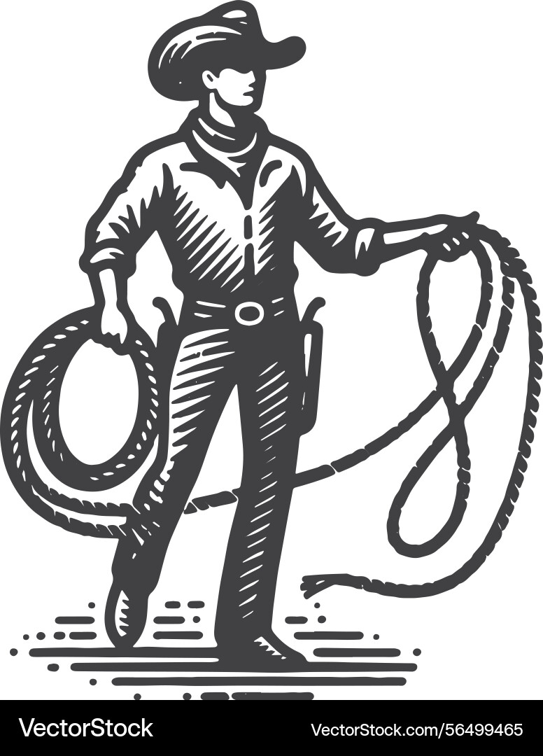 Simple rodeo cowboy holding a rope icon design Vector Image
