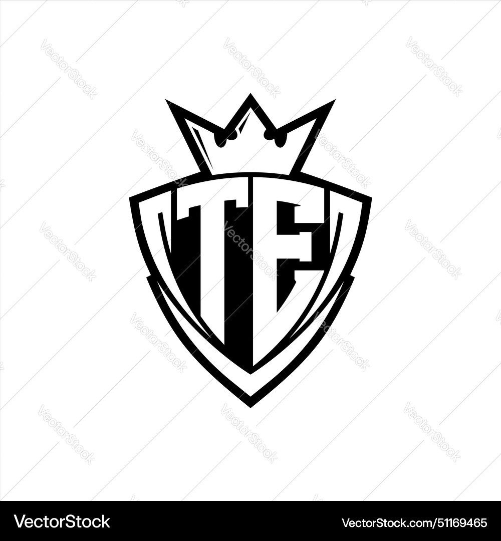 Te letter logo with sharp triangle shield shape Vector Image