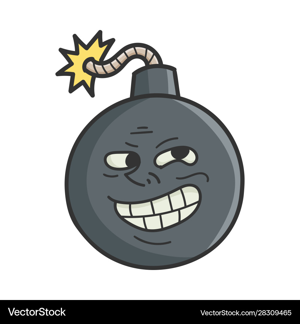 Trolling meme cartoon bomb with burning wick Vector Image