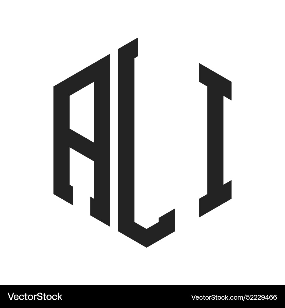 Ali logo design initial letter monogram Royalty Free Vector