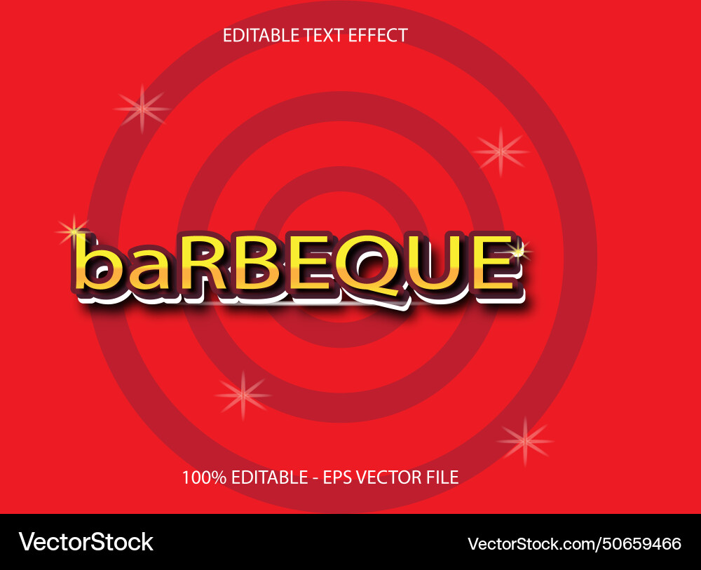 Barbecue editable text effect 3d emboss style Vector Image